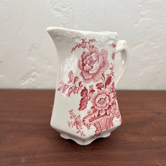 Crown Devon | Dining | Crown Devon Red White Floral Creamer Pitcher Jug ...